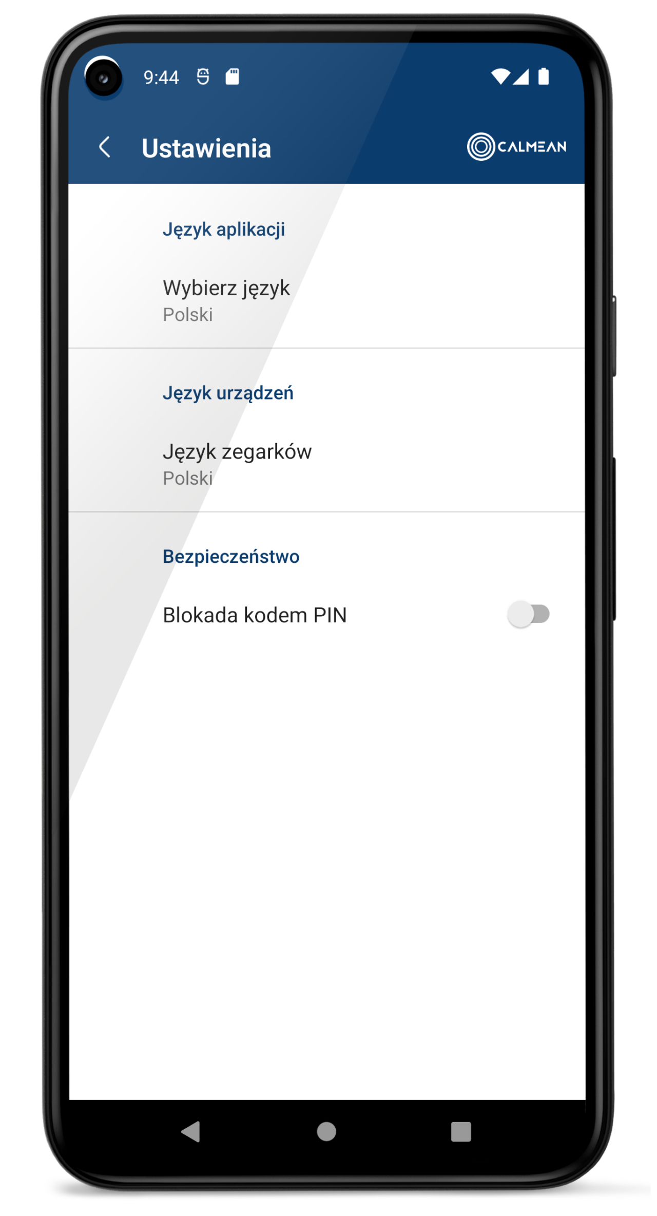 Securing the app using biometrics or a PIN - CALMEAN